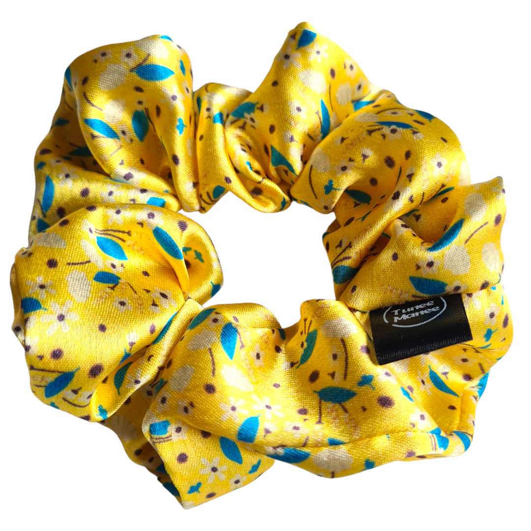 Satin Scrunchies - Yellow Flowers by TuneeManee